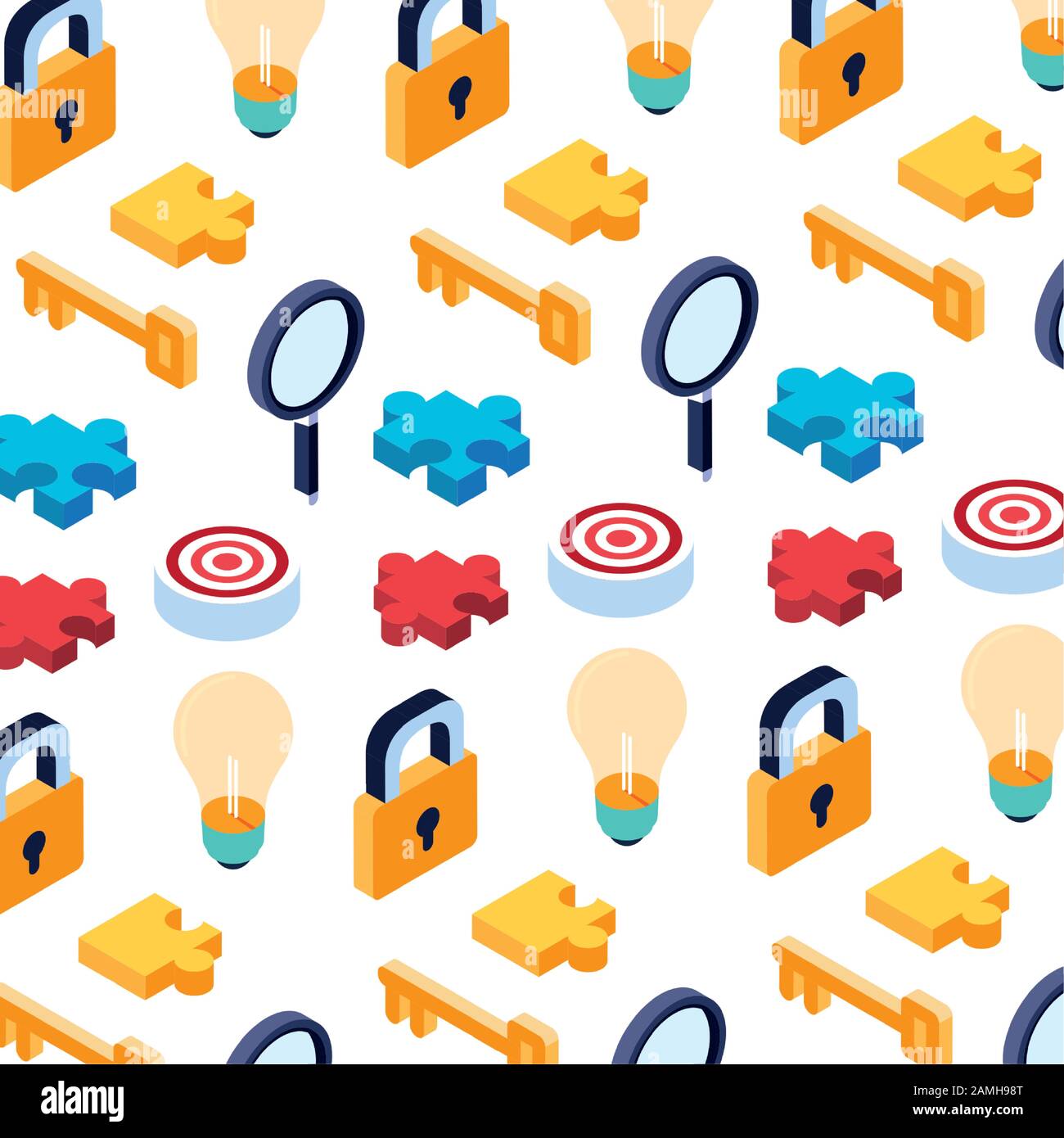 pattern of icons business idea on white background vector illustration ...