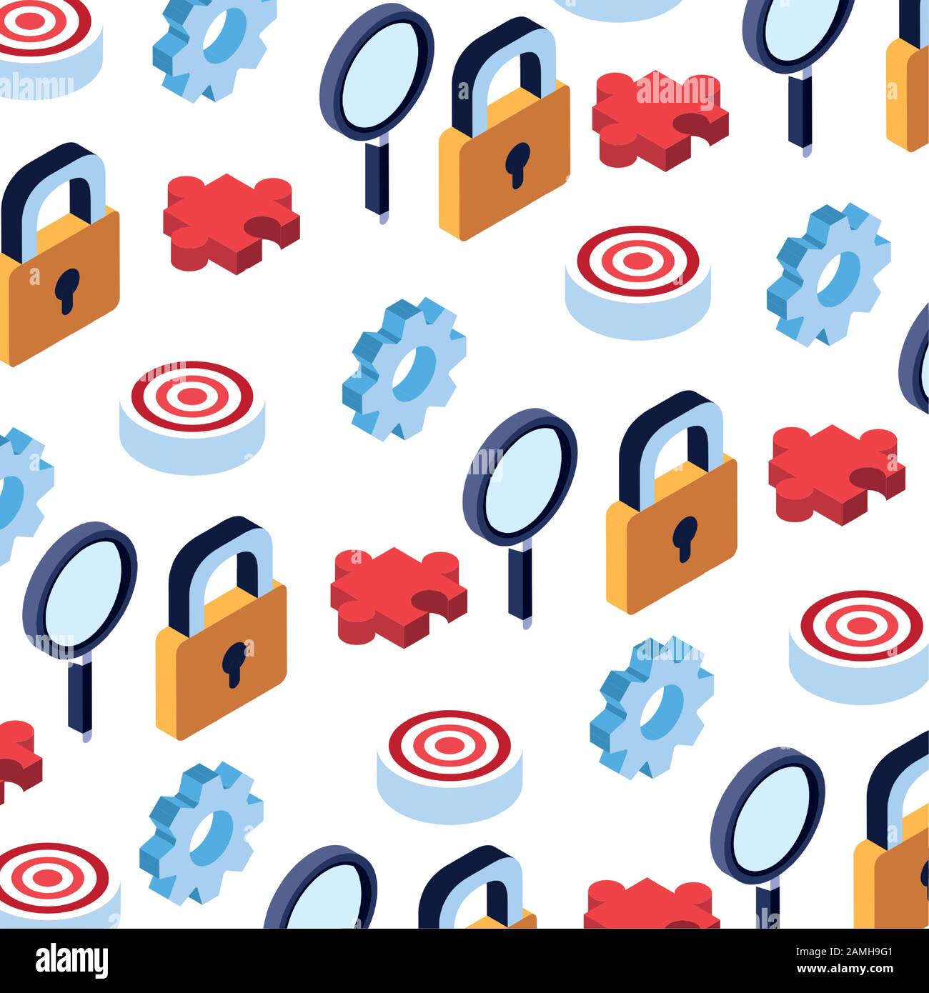 pattern of icons business idea on white background vector illustration ...