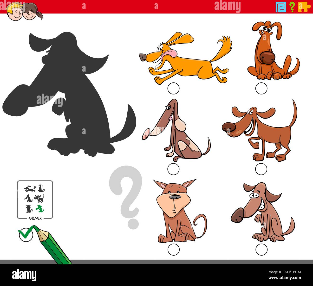 Cartoon Illustration of Finding the Right Shadow Educational Game for ...