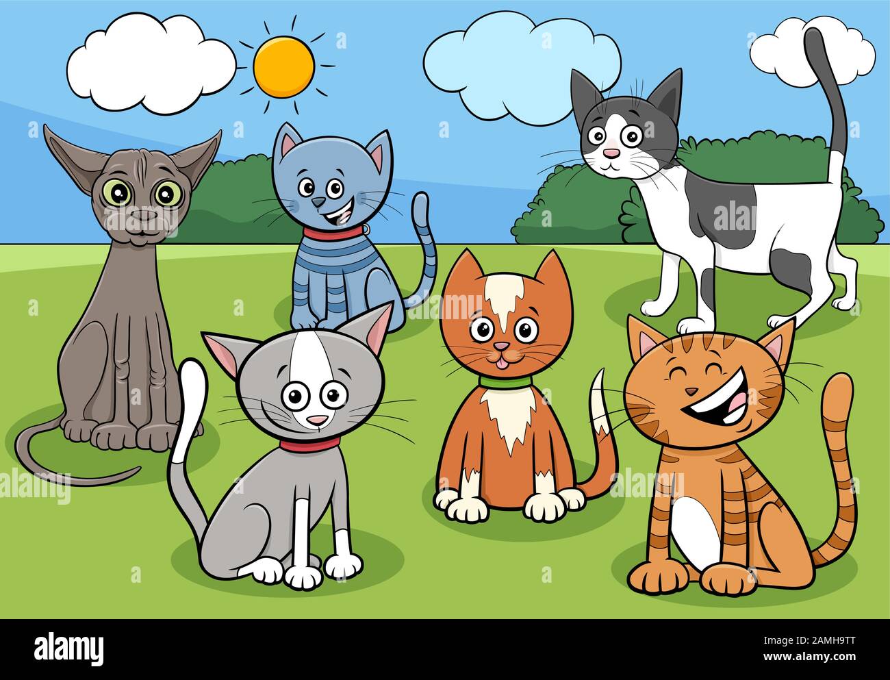 Cartoon Illustration of Cats and Kittens Comic Animal Characters Group ...