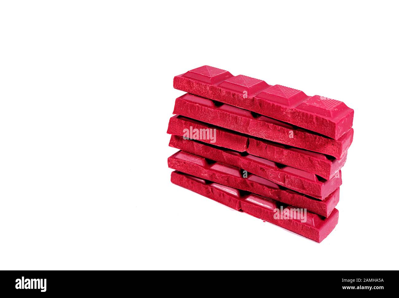 Stack of Chocolate Bars in Ruby Red Colored Isolated on White ...