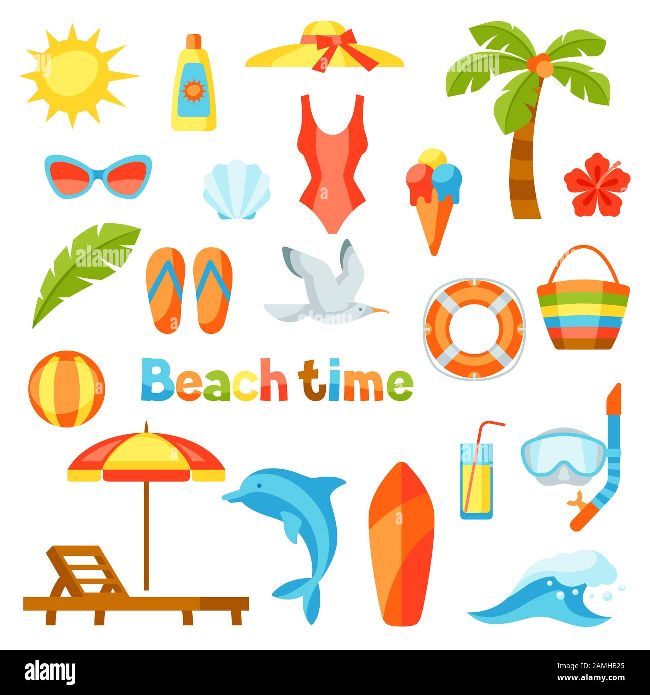 Set of summer and beach objects Stock Vector Image & Art - Alamy
