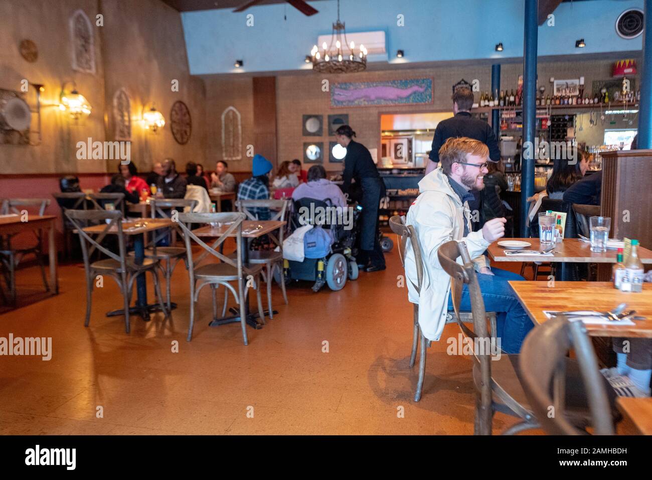 Interior view of diners at Angeline's Louisiana Kitchen, a cajun ...