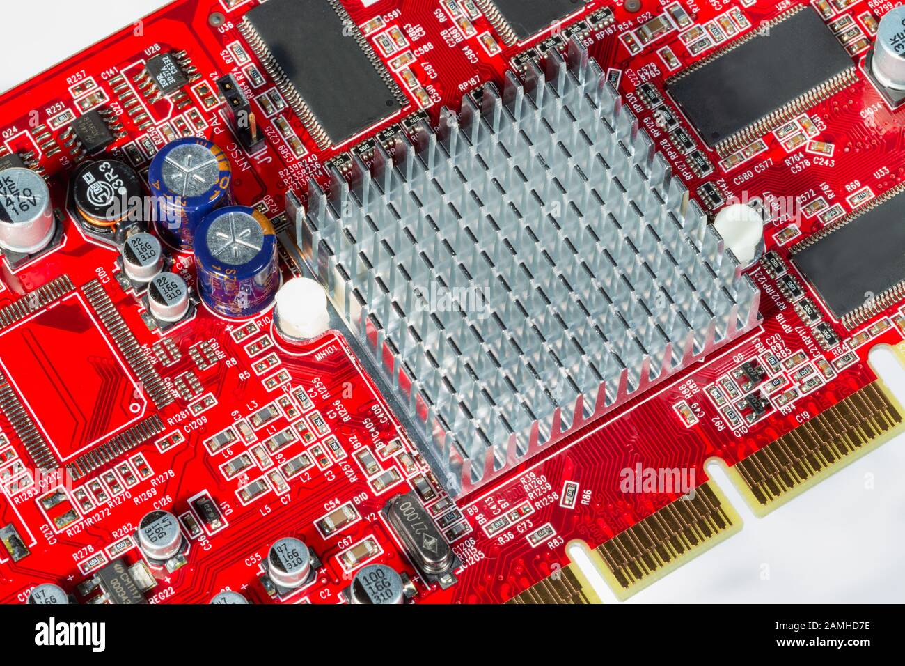 Electronic circuit and cooling fin at computer video card Stock Photo ...