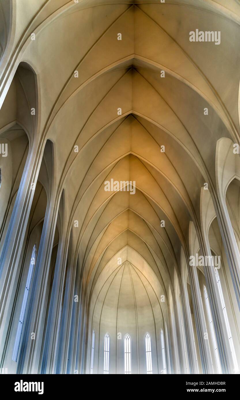 Tall Columns Windows Altar Ceiling Hallgrimskirkja Large Lutheran ...