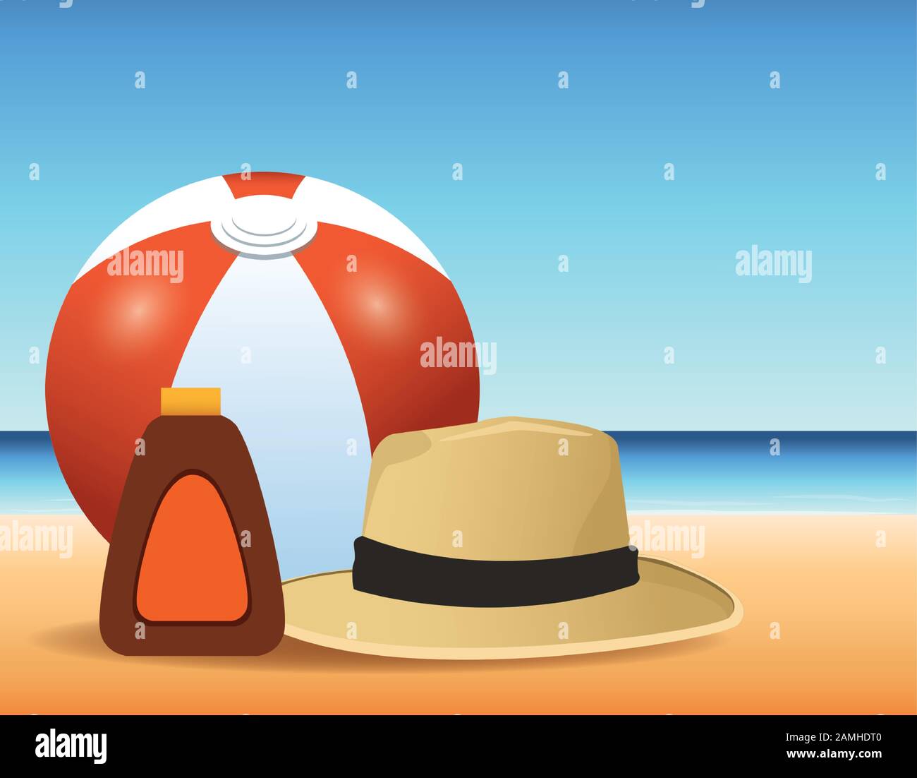 summer time in beach ball sun bronzer vacations Stock Vector Image ...