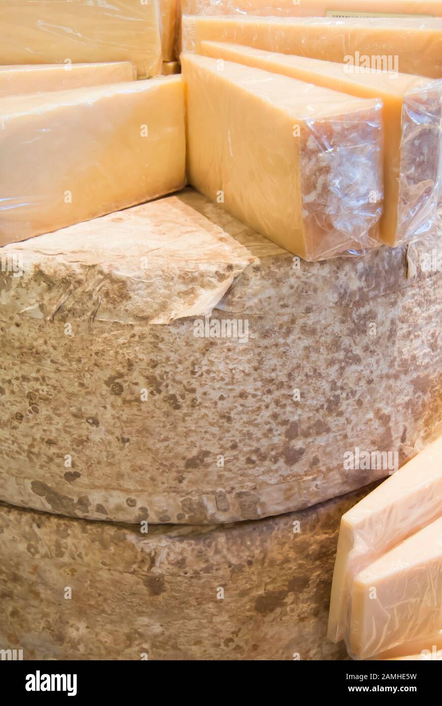 Cheese Display to Promote Sales Stock Photo - Alamy