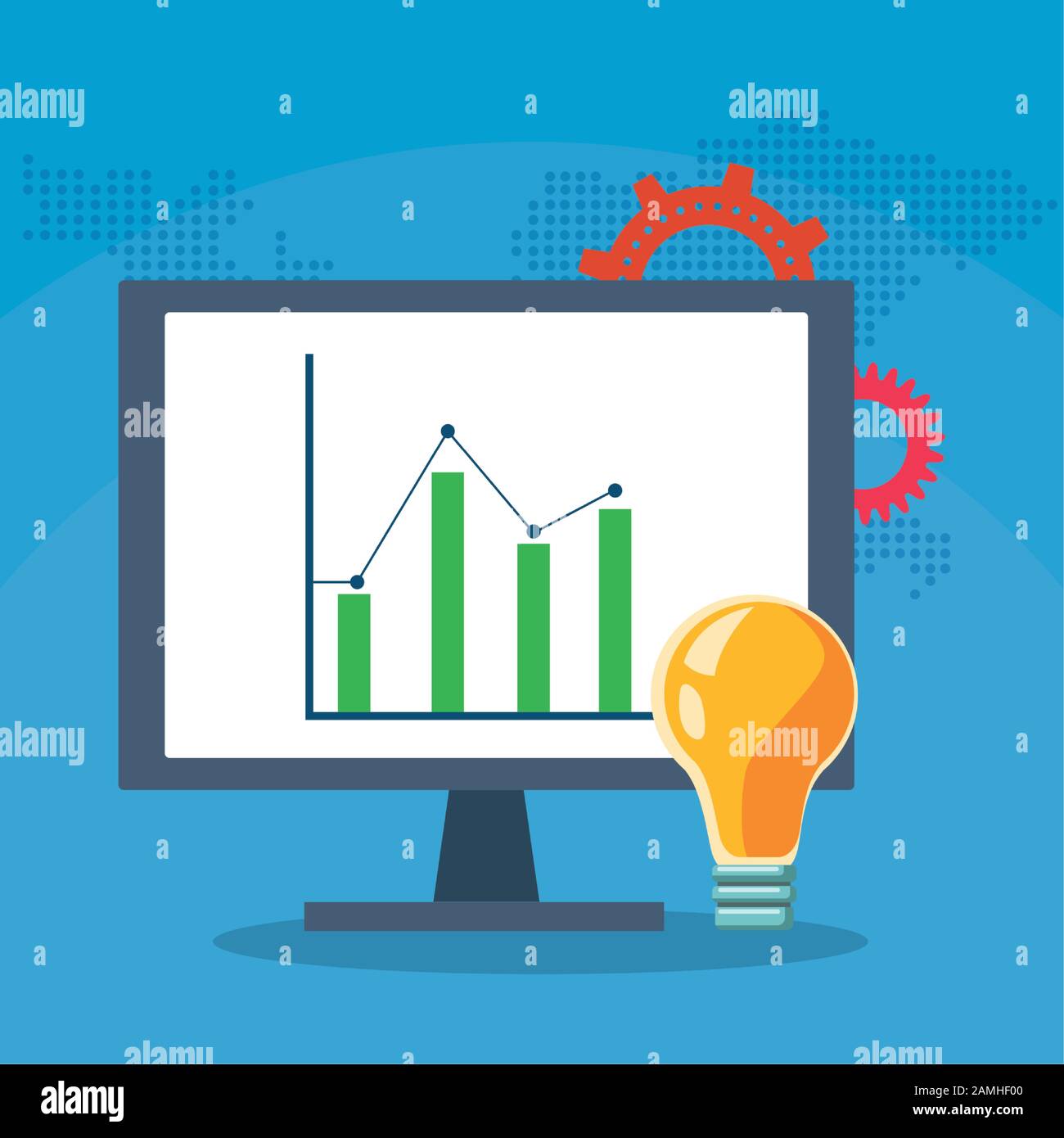 success start up business computer diagram bulb idea gears work Stock ...