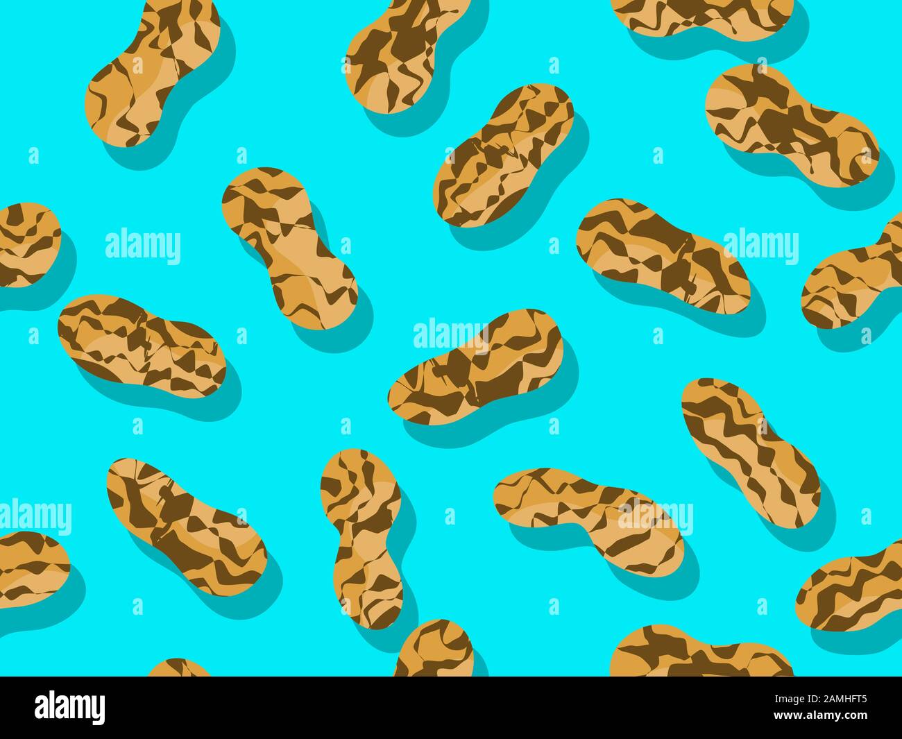 Peanut seamless pattern. Roasted peanuts in shell on blue background ...