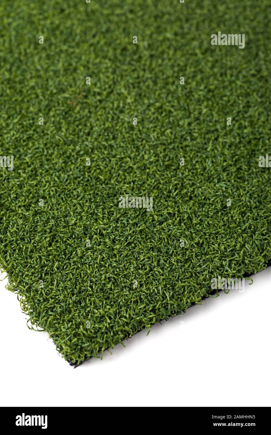 Section of Artificial Turf Grass On White Background Stock Photo - Alamy