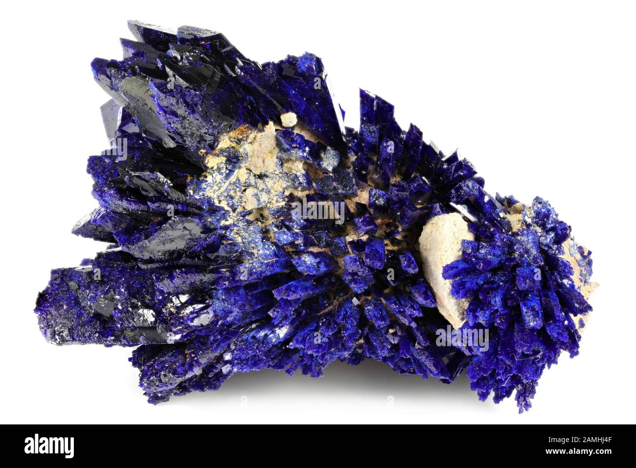 azurite crystal cluster from Kerrouchen, Morocco isolated on white ...