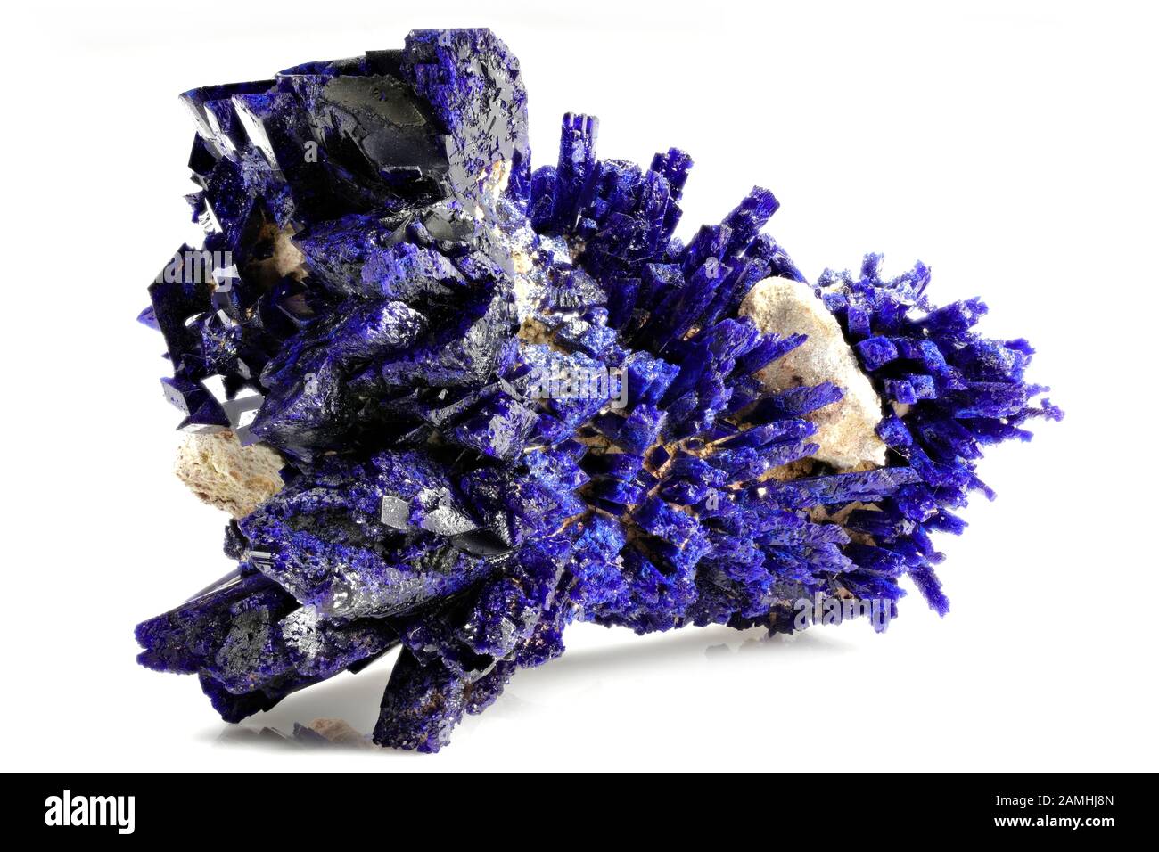 azurite crystal cluster from Kerrouchen, Morocco isolated on white ...