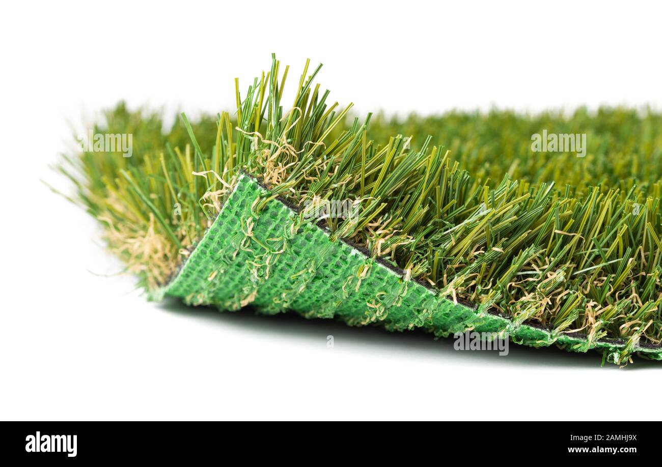 Flipped Up Section of Artificial Turf Grass On White Background Stock ...