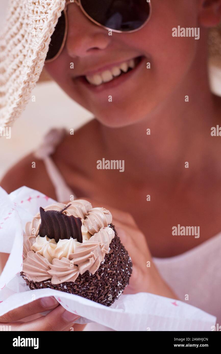 Girl with cake Stock Photo - Alamy