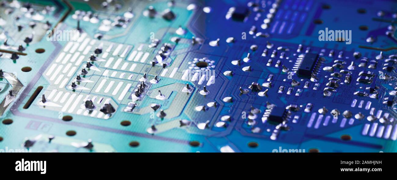 Close-up of electronic circuit board with processor. Electronic ...