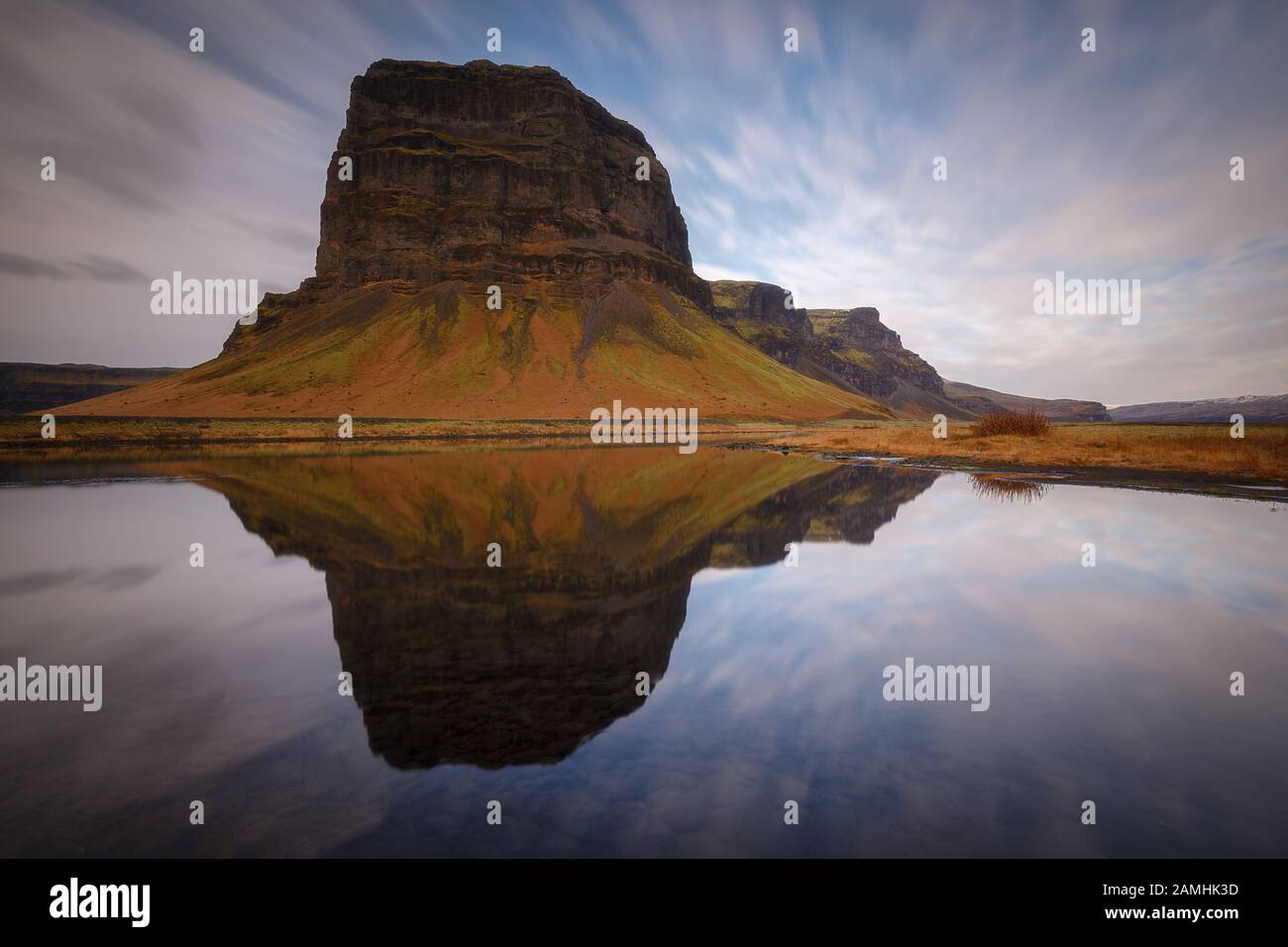 Lomagnupur, colossal rock reflected in a lake Stock Photo - Alamy