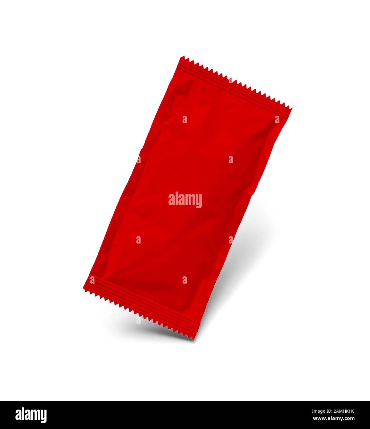 Blank Red Condiment Packet Floating Isolated on White Background Stock ...