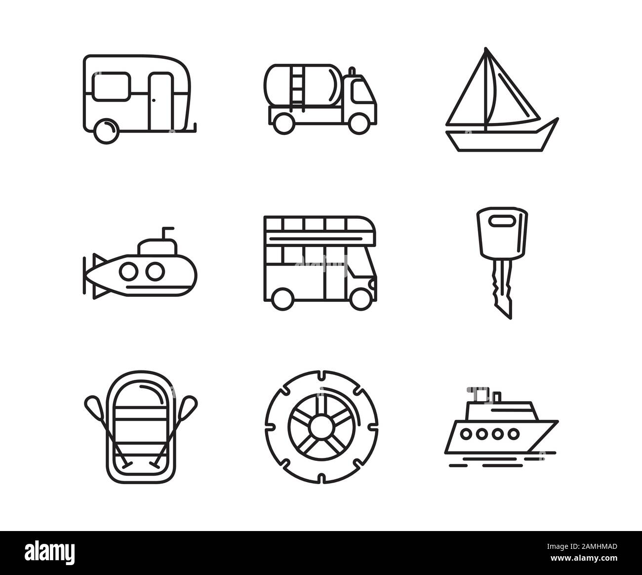 transport vehicle linear design set icons Stock Vector Image & Art - Alamy