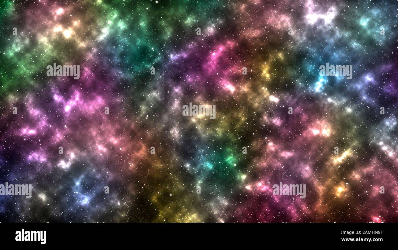 Colorful cosmos background. Beautiful multicolored constellation ...