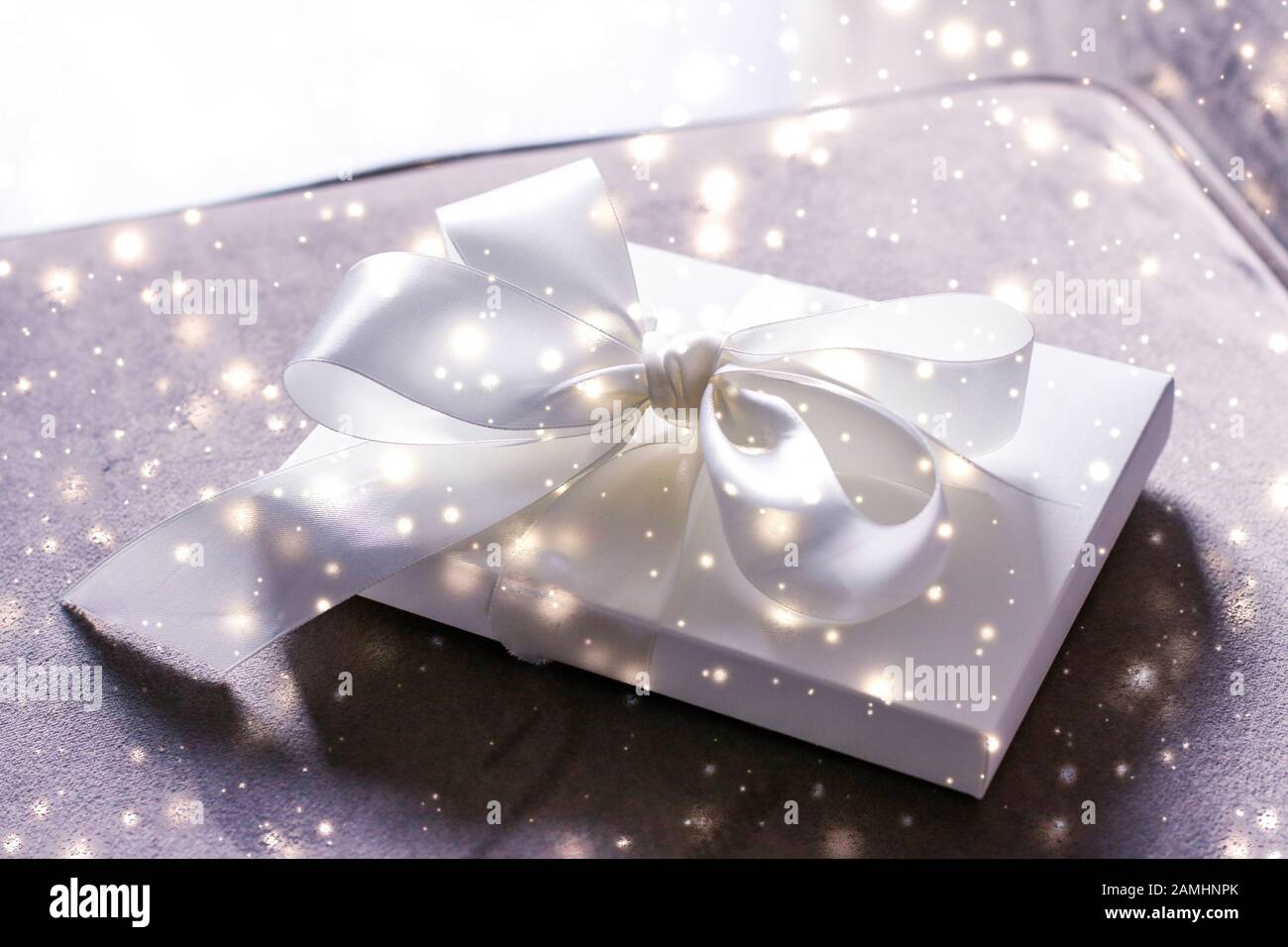 New Years Eve celebration, wrapped luxury box and Valentines Day card ...