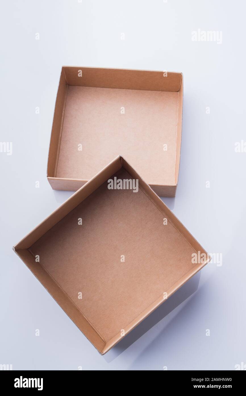 Empty pieces of a cardboard box, top view Stock Photo - Alamy