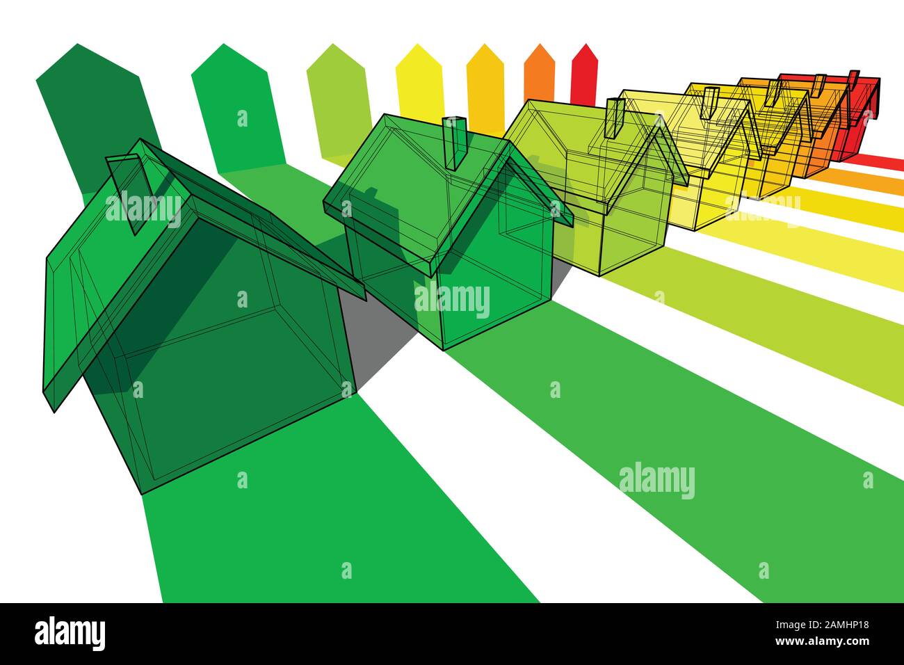 seven houses certified in seven energetic classes in energy rating ...