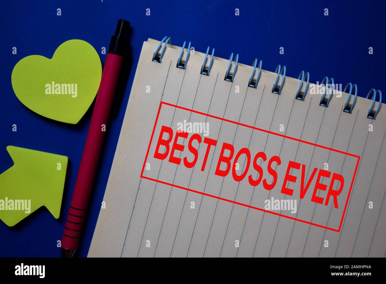 Best Boss Ever write on a book isolated on blue background Stock Photo ...