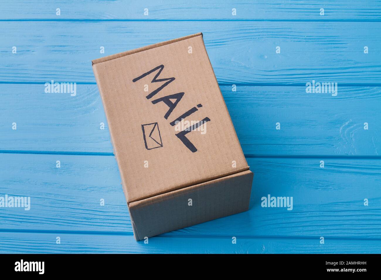 Cardboard mail box with text Stock Photo - Alamy