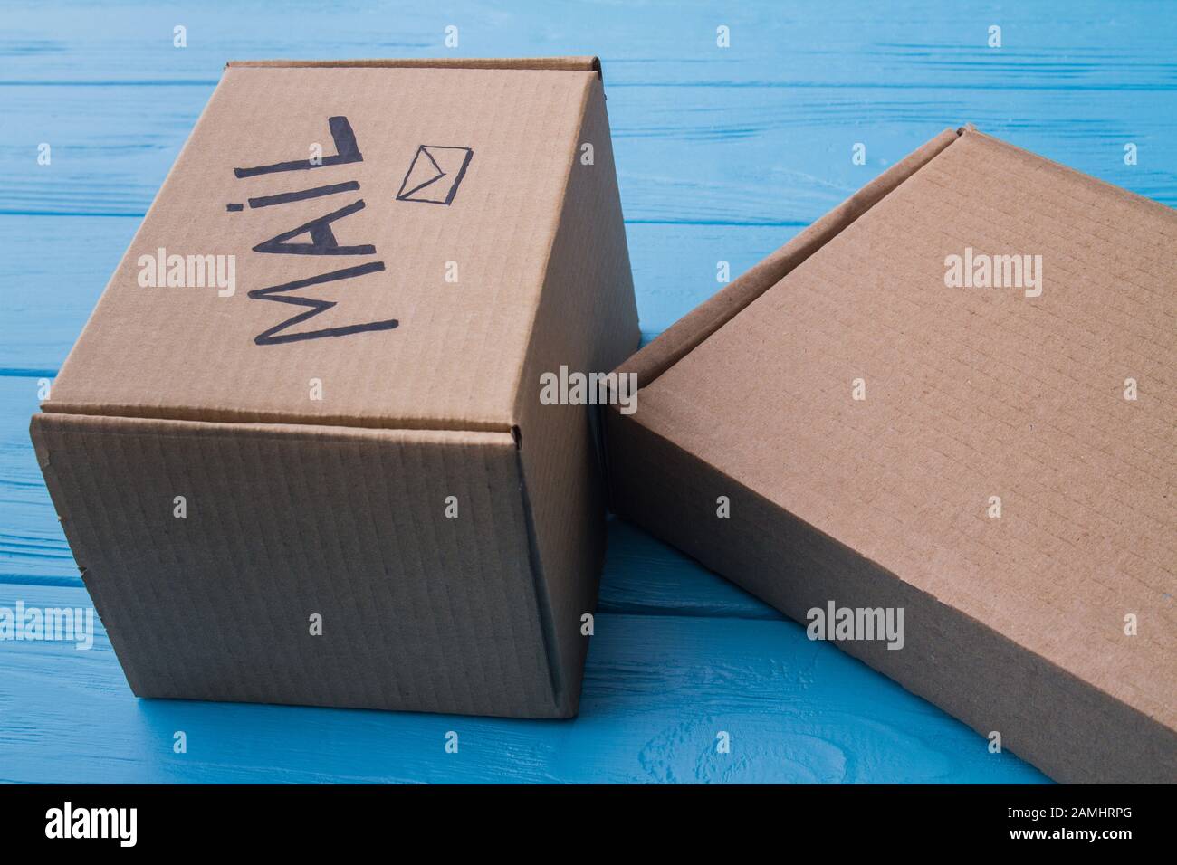 Cardboard mail carton boxes, close-up Stock Photo - Alamy