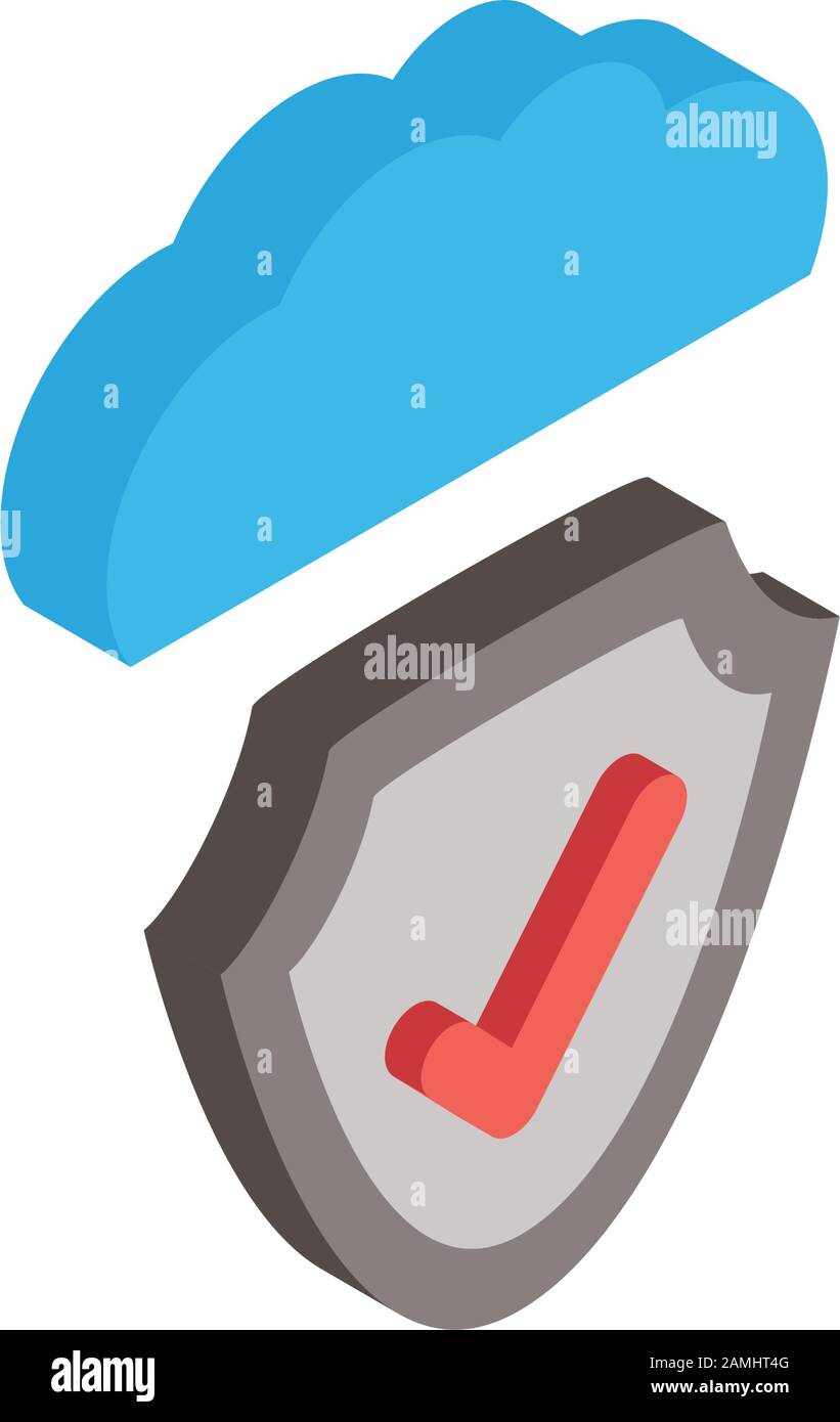 security shield and check symbol with cloud computing Stock Vector ...