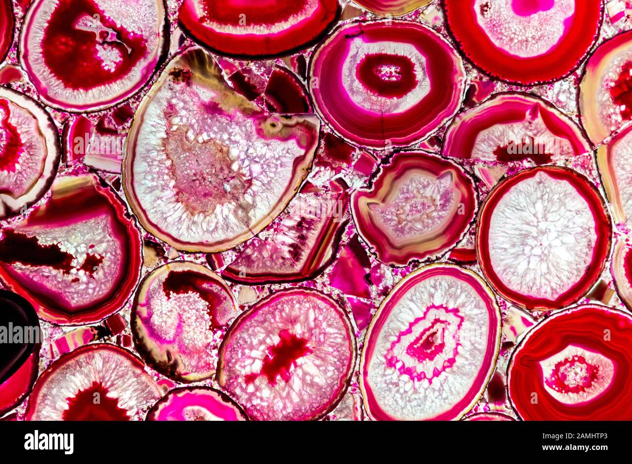 Floor made out of pink agate slices at Ivy Asia restaurant, London, UK ...