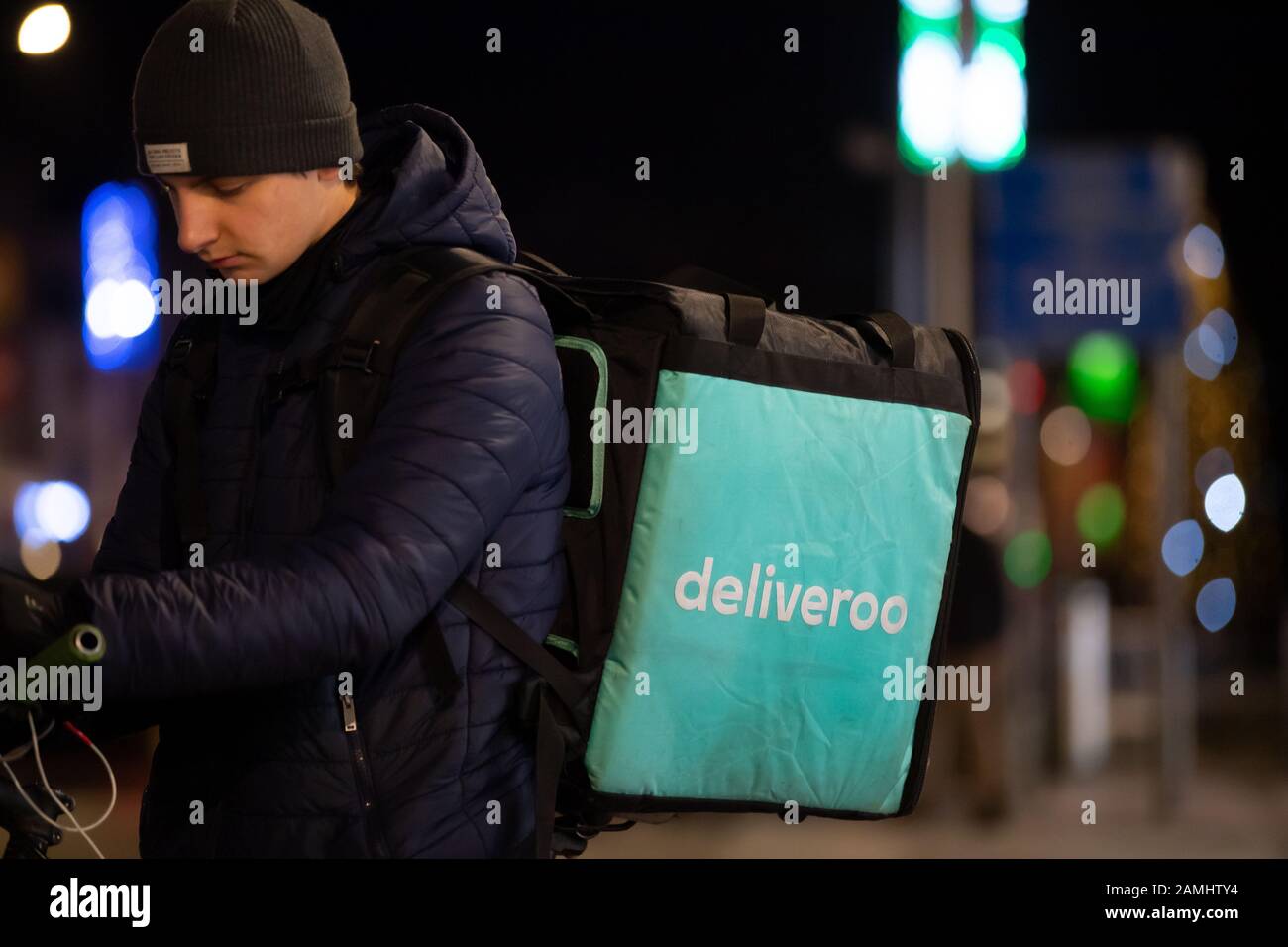 Deliveroo rider night hi-res stock photography and images - Alamy