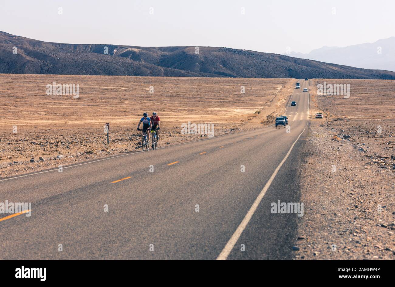 cycling in Death Valley in the California USA Stock Photo - Alamy