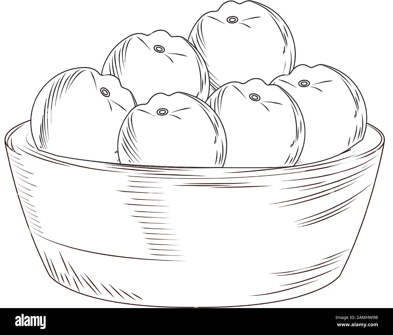 bowl with oranges fruits, sketch design Stock Vector Image & Art - Alamy