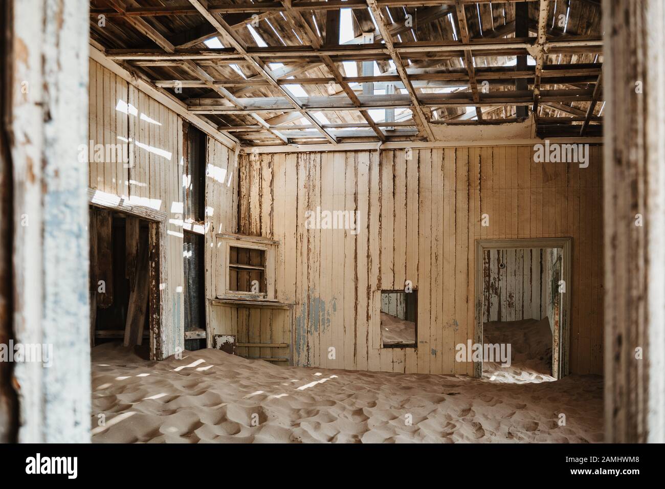 desert sand has invaded and taken over these rooms in Kolmanskoppe ...