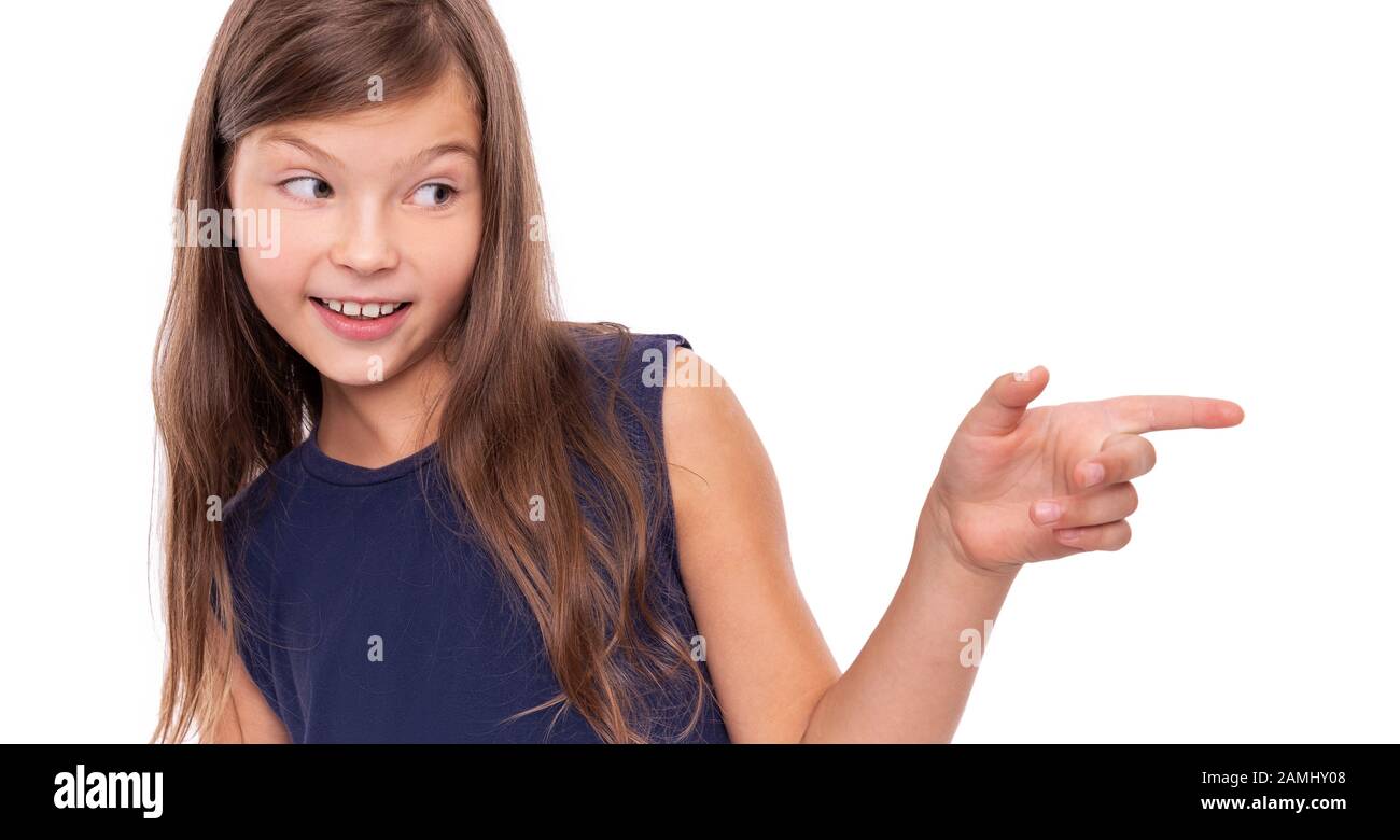 Beautiful little girl shows finger hi-res stock photography and images ...