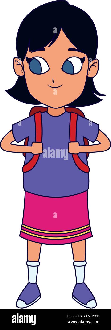 cute Happy girl standing icon, flat design Stock Vector Image & Art - Alamy