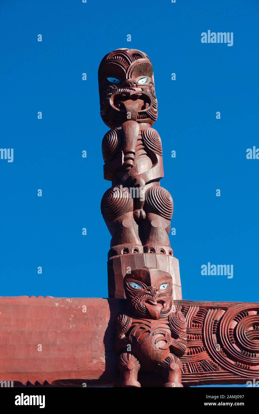 Maori artwork at Hamilton Gardens in Hamilton, Waikato, North Island ...