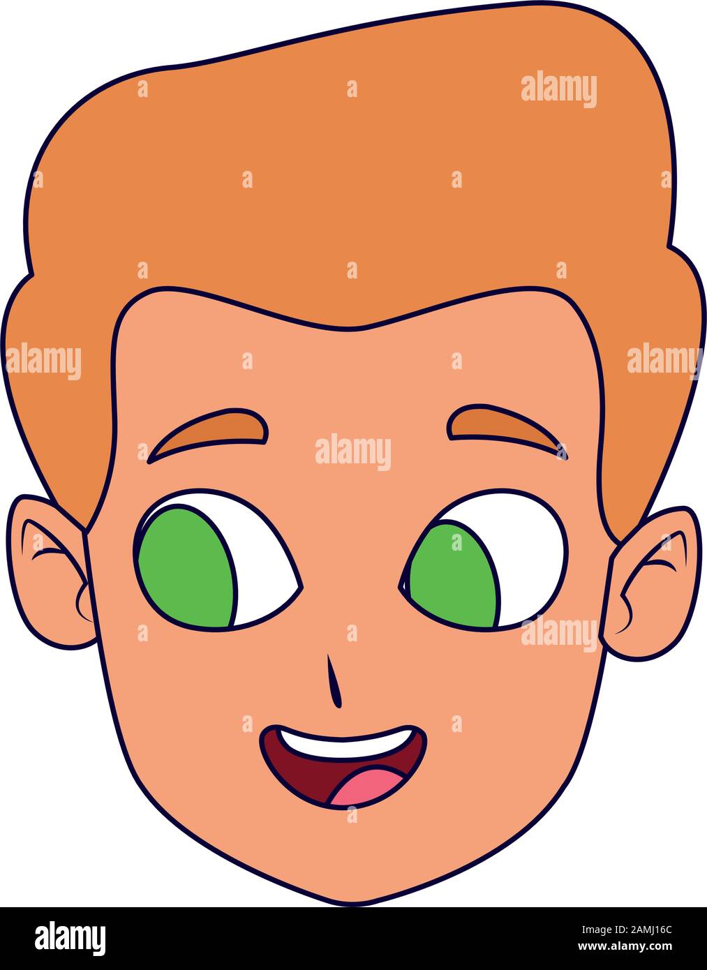 Happy boy with green eyes icon, colorful design Stock Vector Image ...