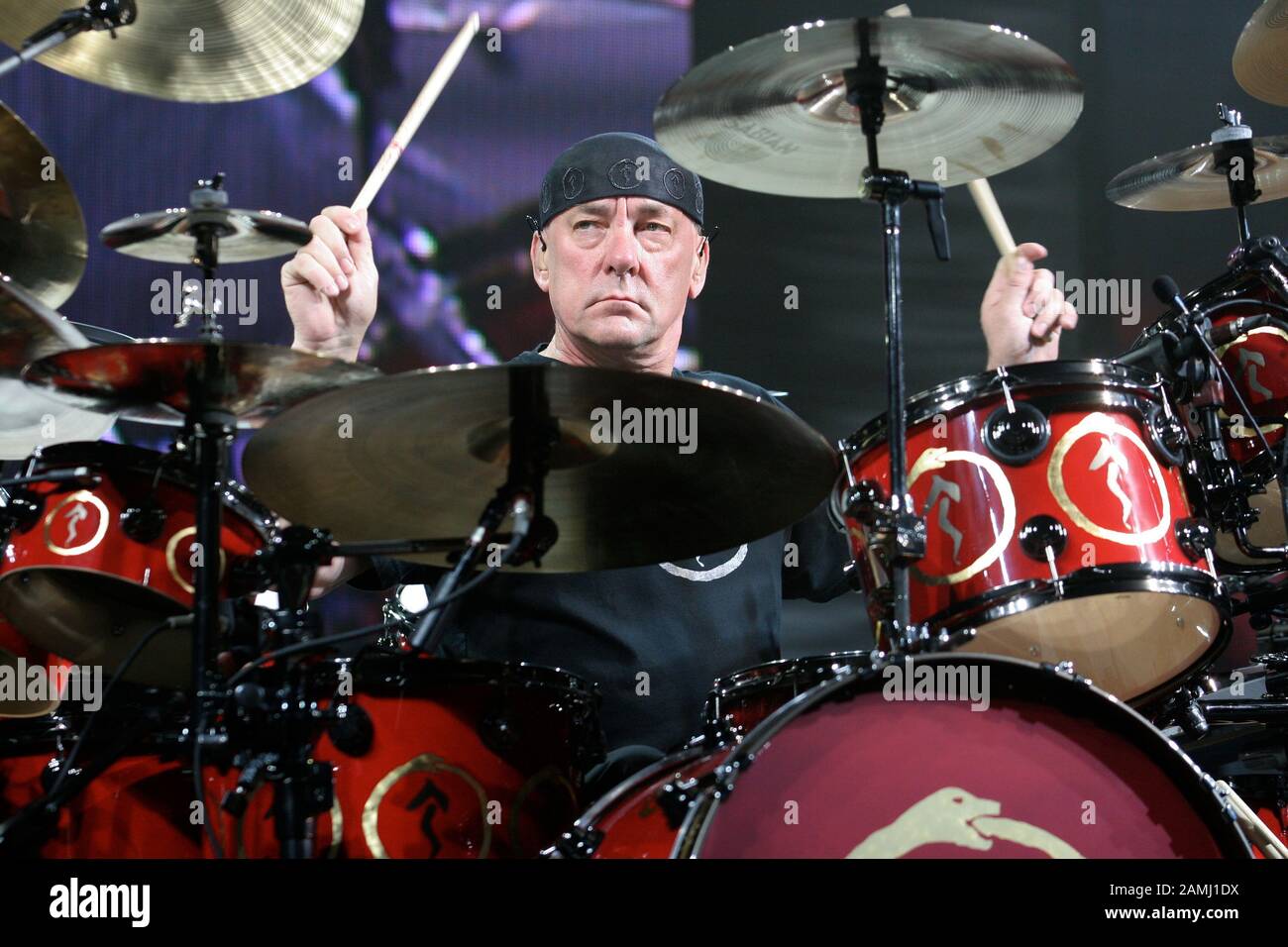 Drummer, musician and author Neil Peart of the Canadian rock group Rush ...