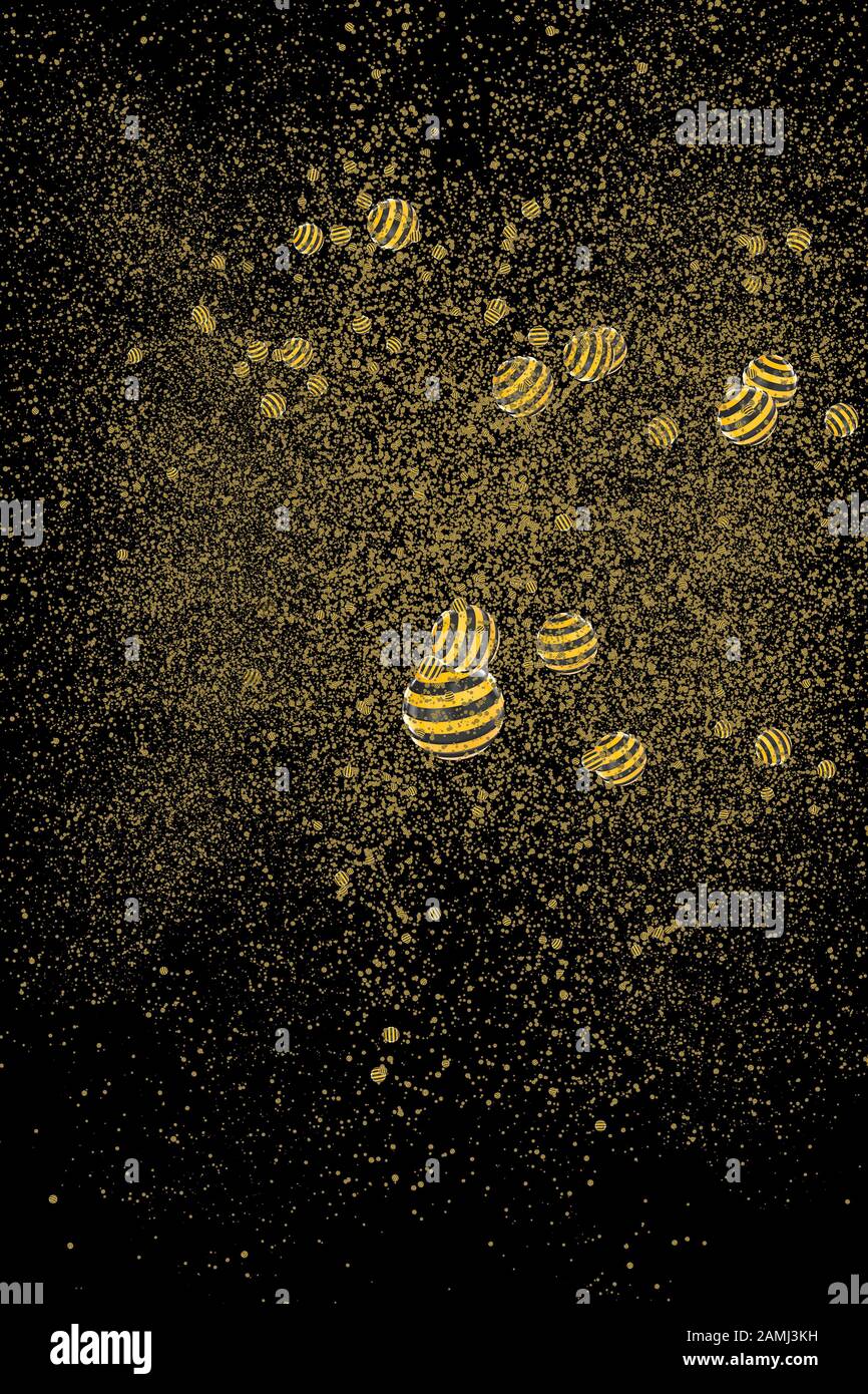 particles of many striped spheres Stock Photo - Alamy