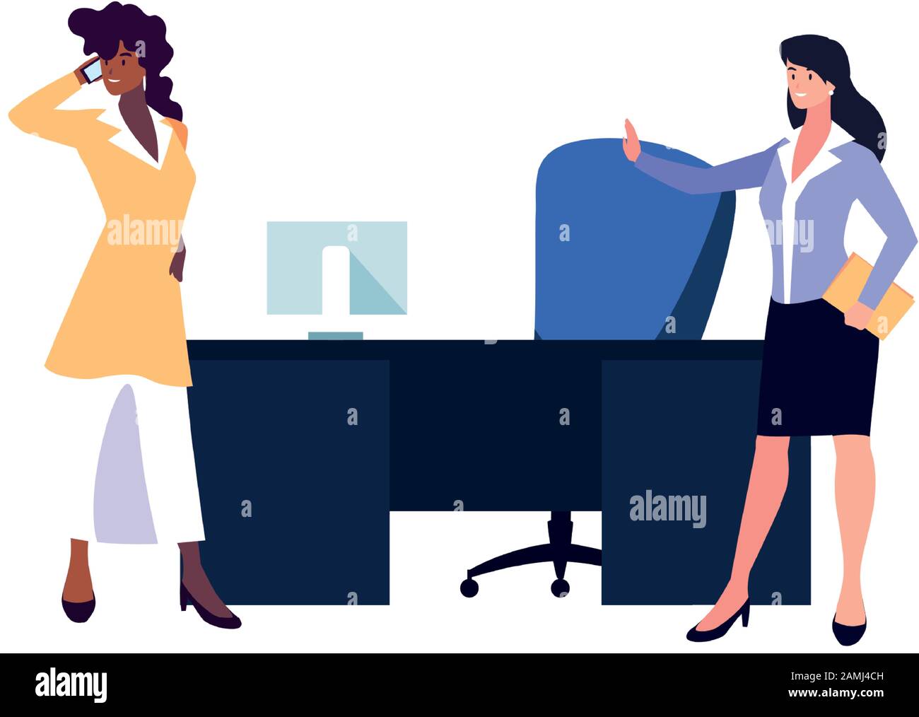 businesswomen in the work office on white background vector ...