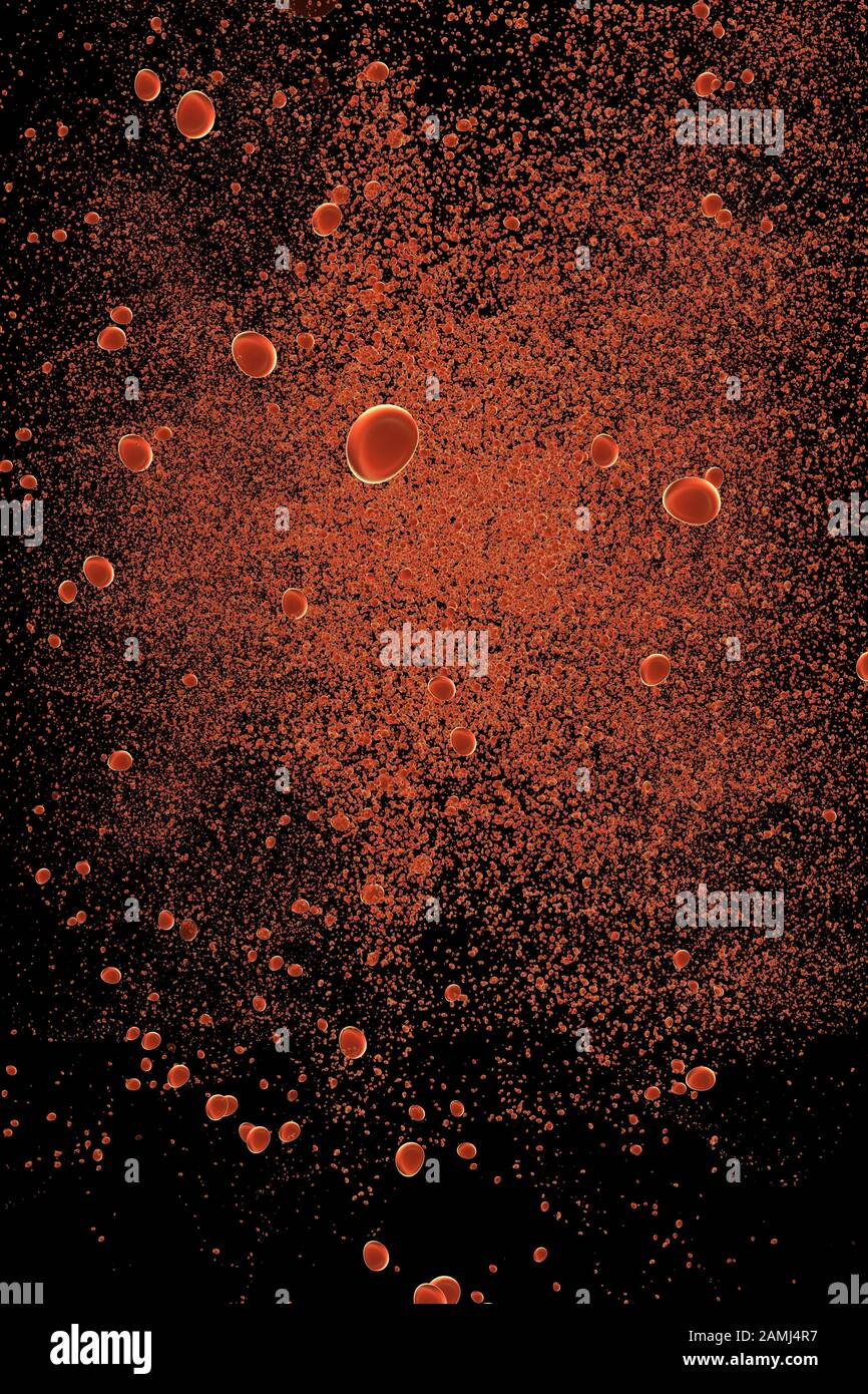 3d abstract red blood cells illustration, scientific or medical or ...