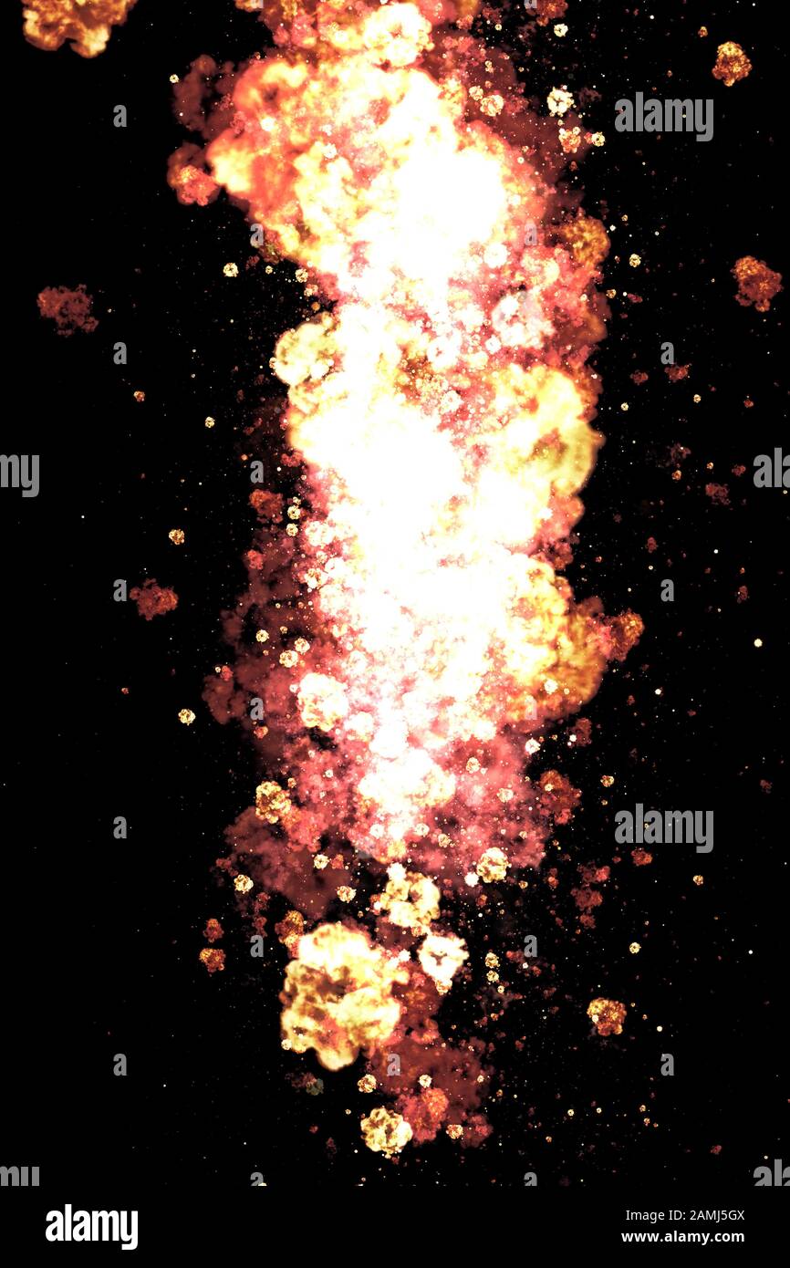 Fire ball explosion isolated on black background Stock Photo - Alamy