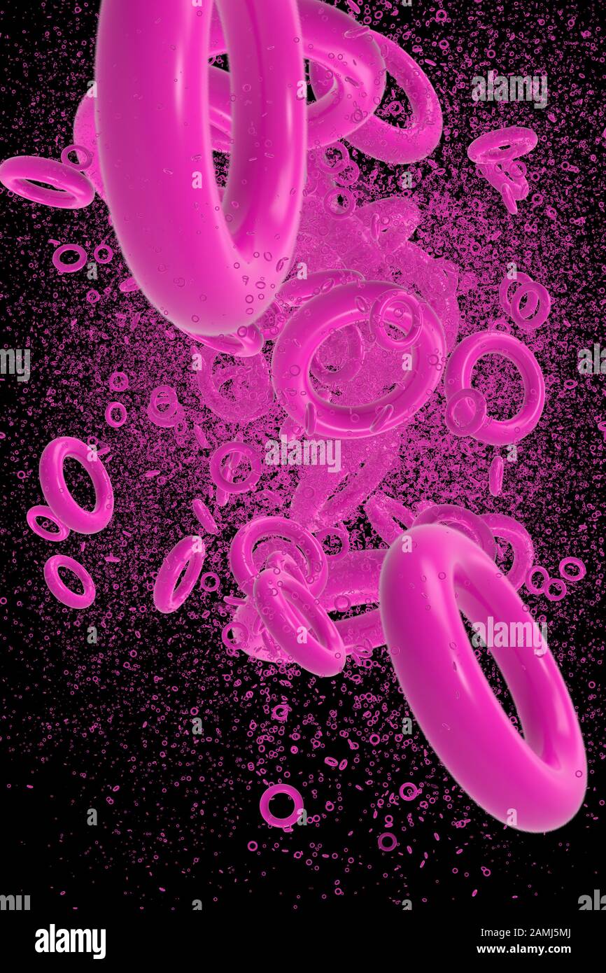 3d illustration. Falling purple pills on black background Stock Photo ...