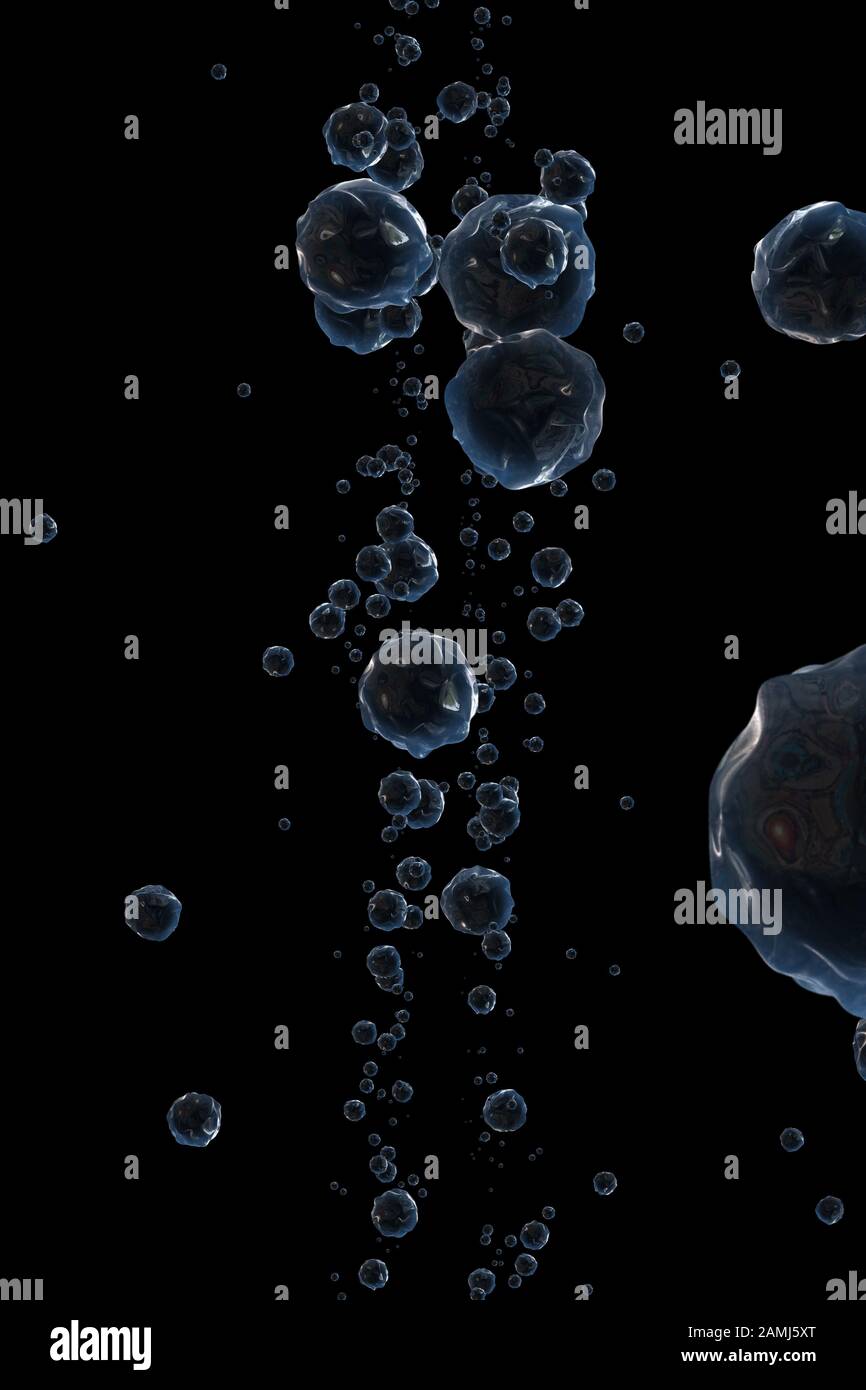 3d illustration. micro liquid cells on black background Stock Photo - Alamy