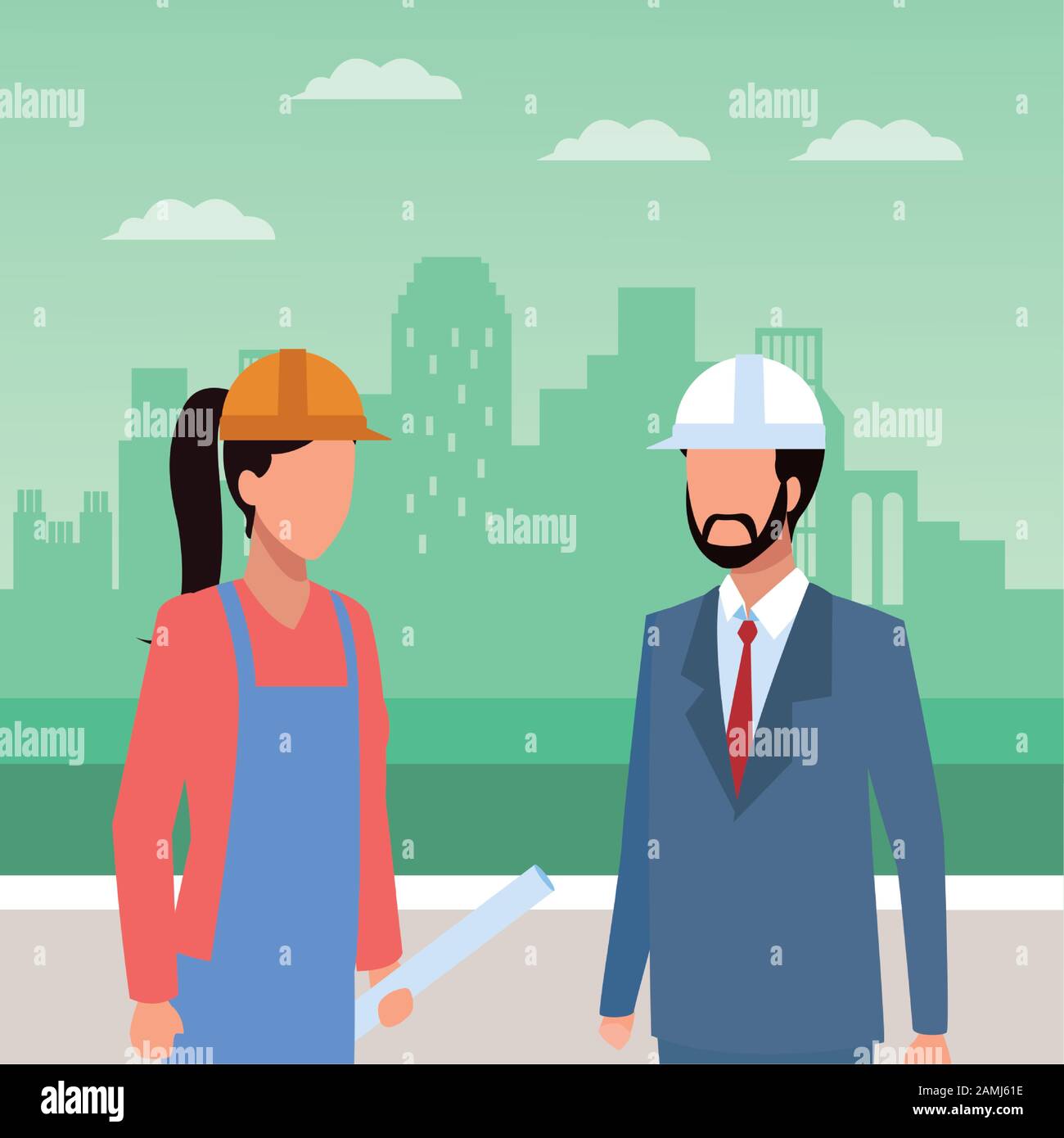 Avatar woman and enginner man standing Stock Vector Image & Art - Alamy