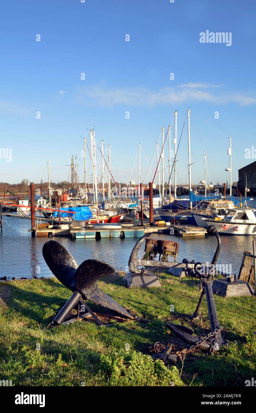 boats moored on lake lothing lowestoft suffolk england Stock Photo - Alamy