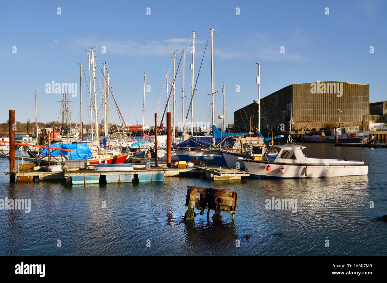 boat moorings on lake lothing lowestoft, suffolk, england Stock Photo ...
