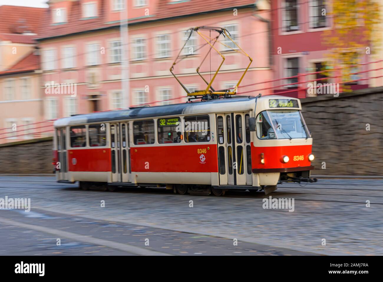 Old style tram, Prague, Czech Republic Stock Photo - Alamy